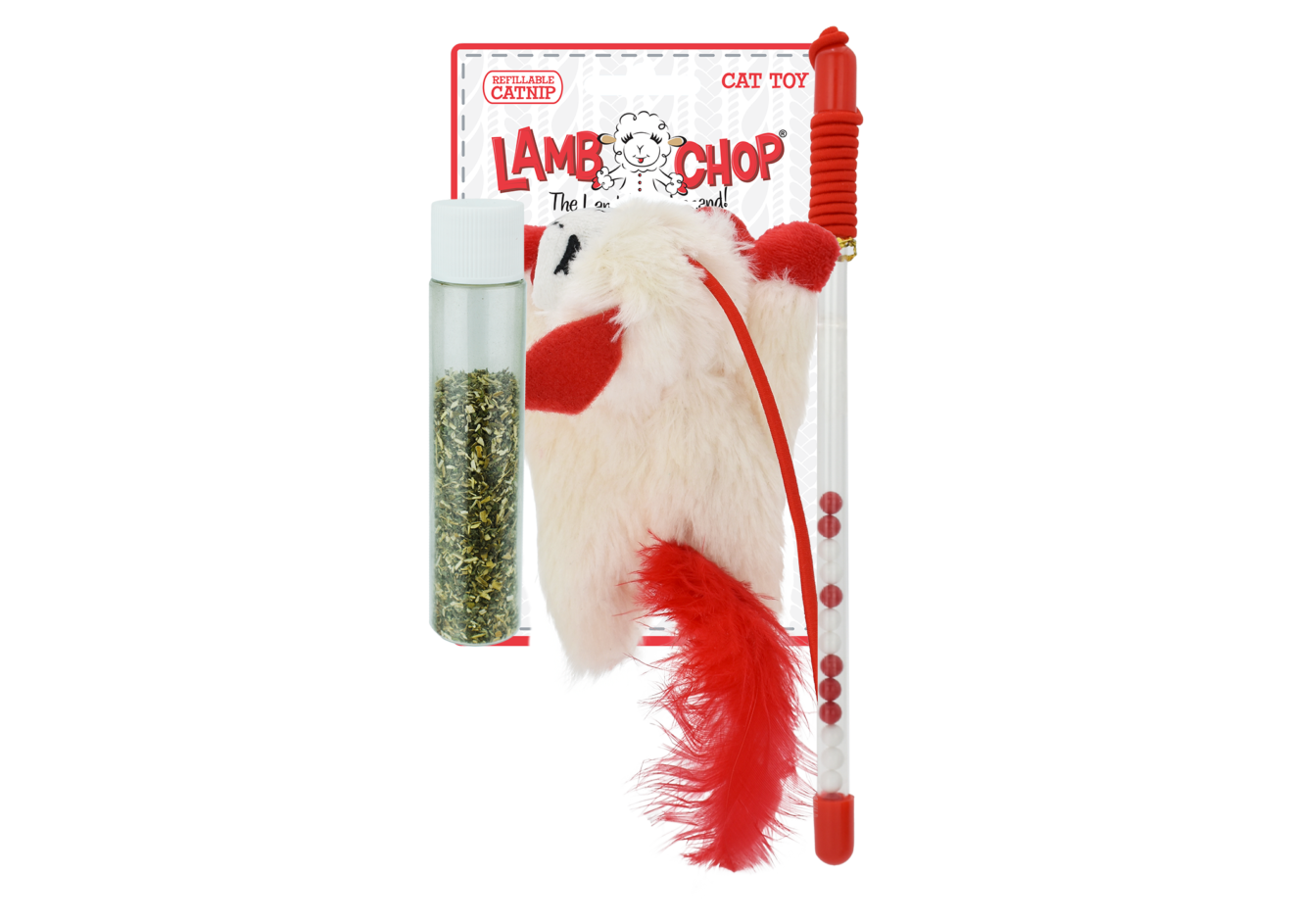 Lamb Chop® Cat Wand w/ Refillable Catnip | Multipet